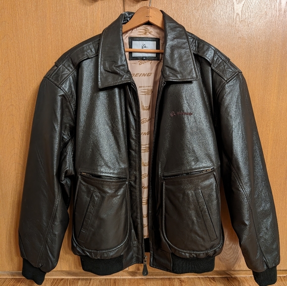 Boeing | Jackets & Coats | Xl Boeing Aviator Mens Black Leather Jacket ...